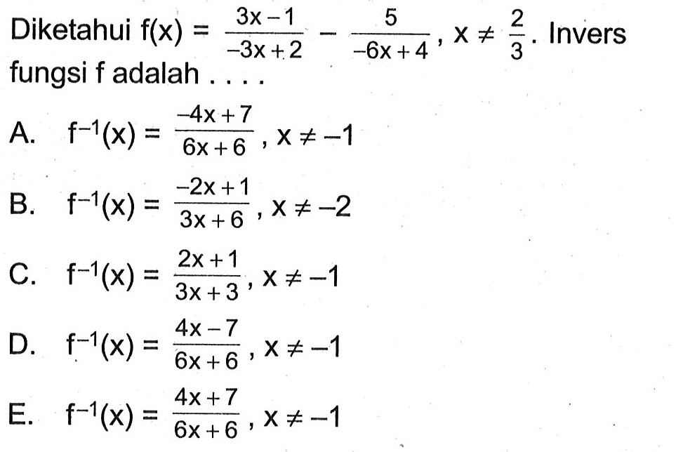 Diketahui F x 3x 1 3x 2 5 6x 4 X 2 3 Inv diketahui-f-x-3x-1-3x-2-5-6x-4-x-2-3-inv