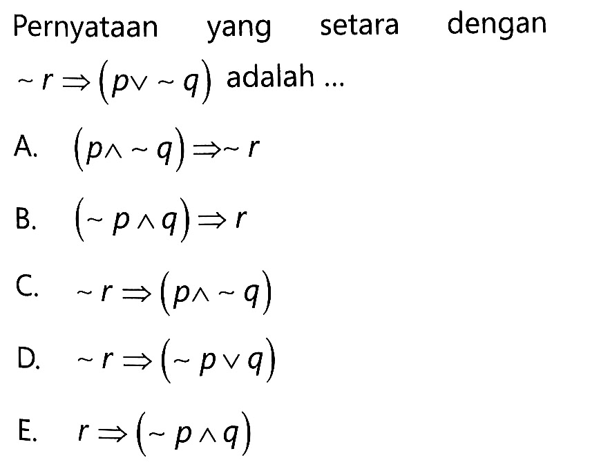 Pernyataan Yang Setara Dengan r p V Q Adalah pernyataan-yang-setara-dengan-r-p-v-q-adalah