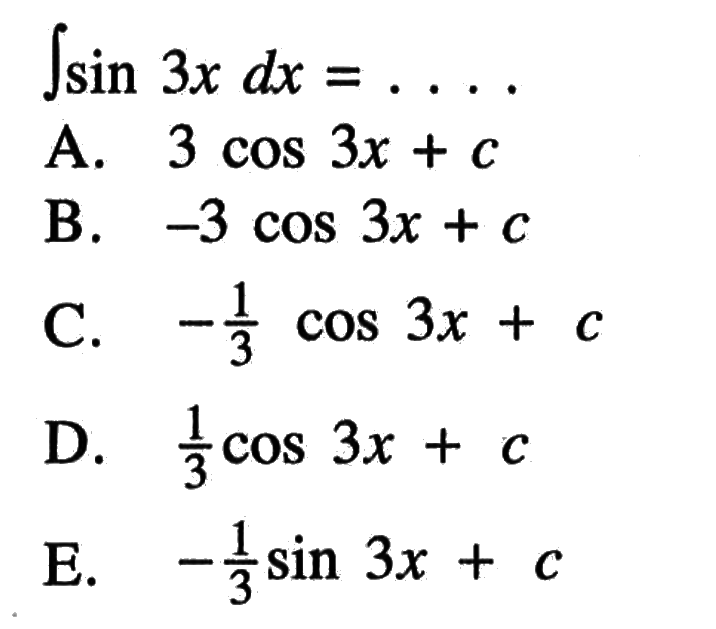 integral sin 3x dx=...