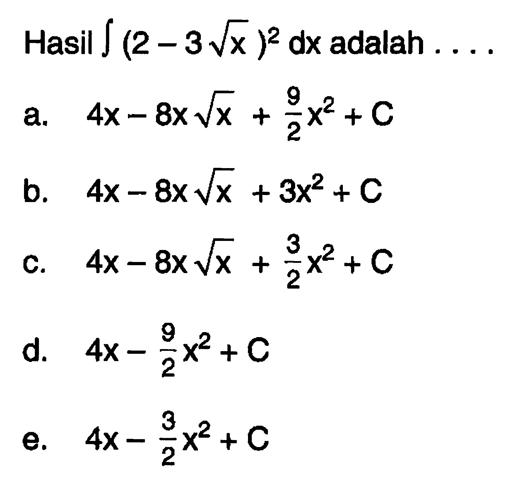hasil-integral-2-3-akar-x-2-dx-adalah