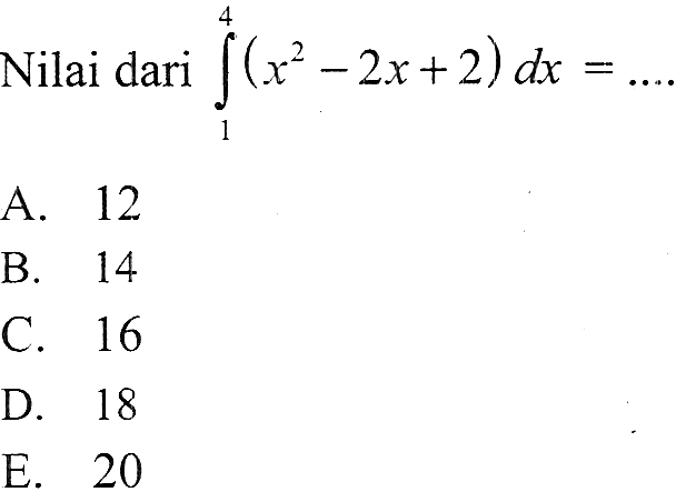 Nilai Dari Integral 1 4 x 2 2x 2 Dx nilai-dari-integral-1-4-x-2-2x-2-dx