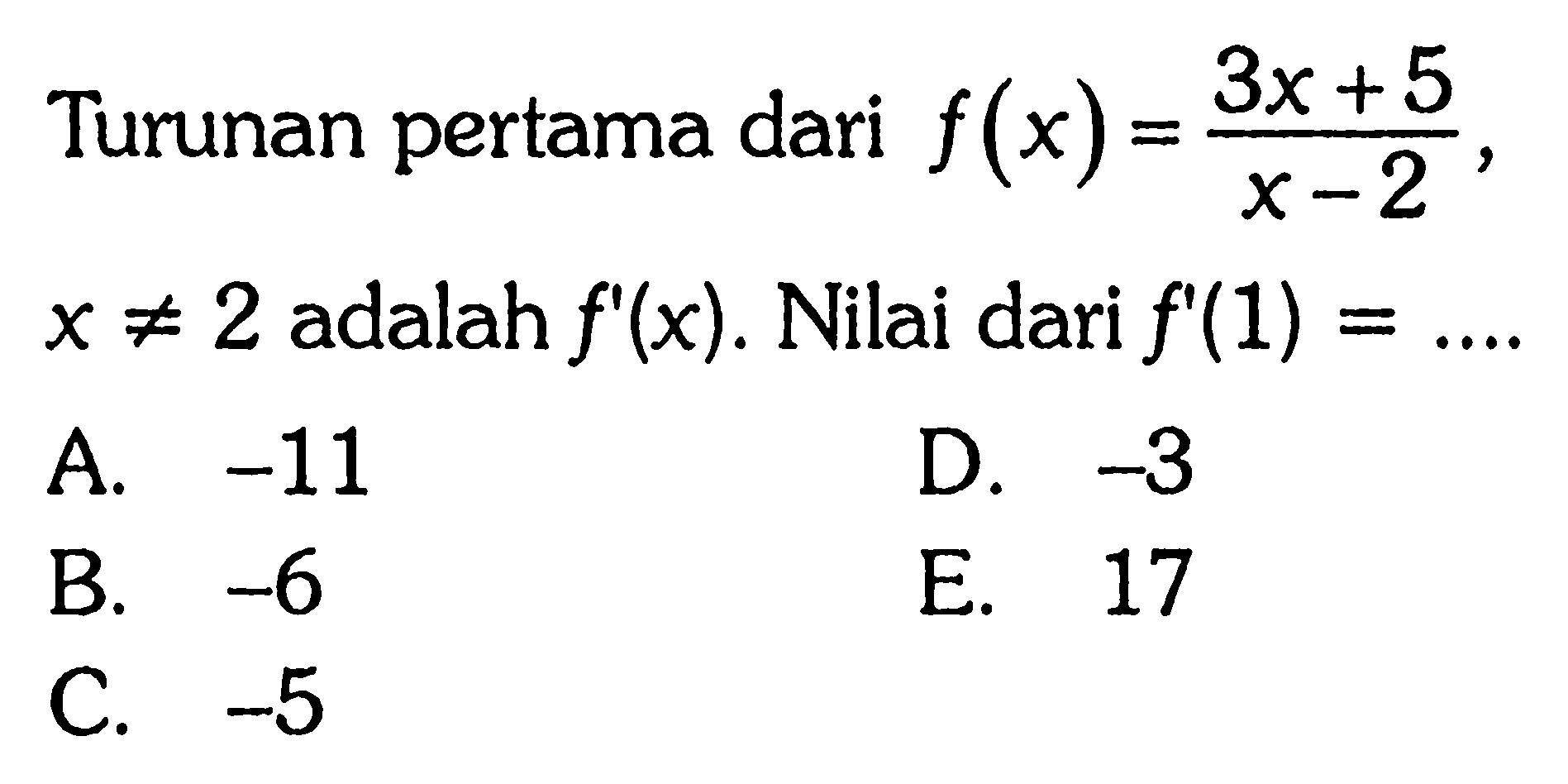 Turunan Pertama Dari F x 3x 5 x 2 X 2 Adalah F x turunan-pertama-dari-f-x-3x-5-x-2-x-2-adalah-f-x