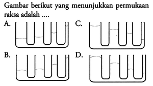 Gambar berikut yang menunjukkan permukaan raksa adalah ....